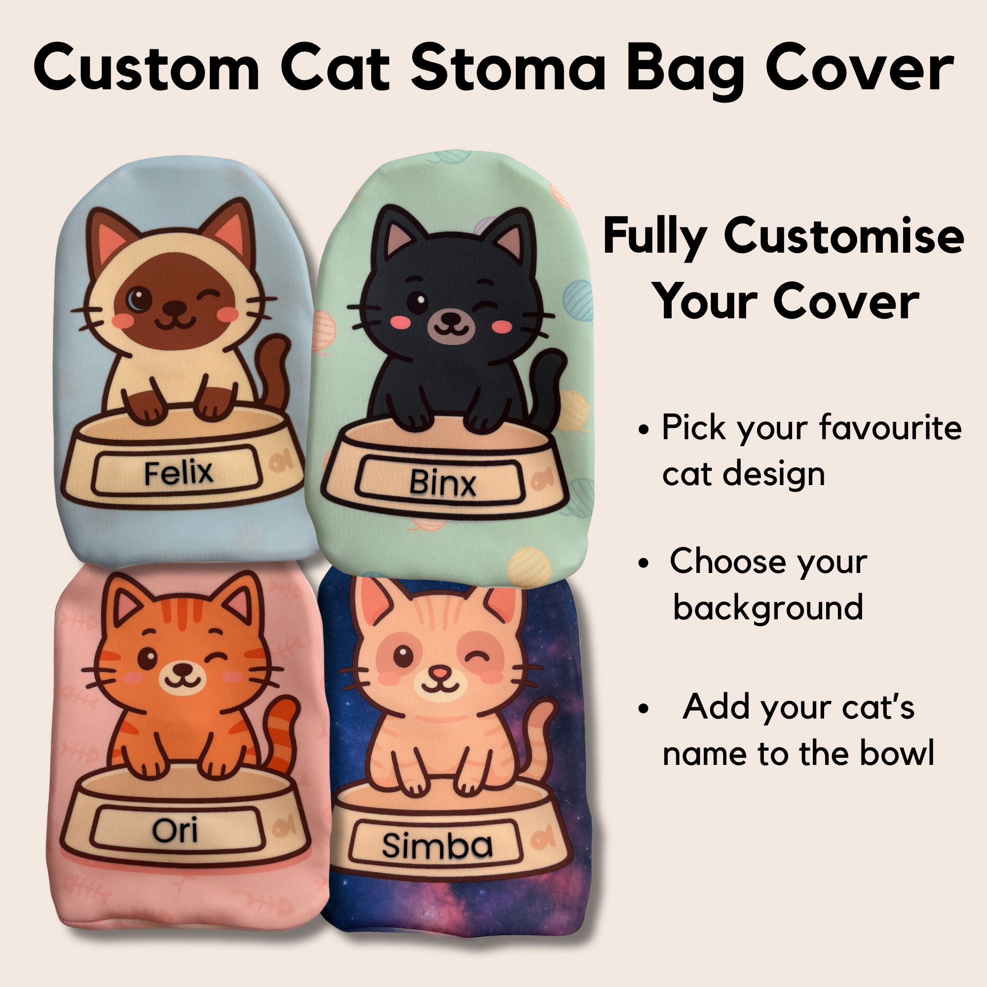 Custom Cat Stoma Bag Cover | Personalised Ostomy Gift – Stoma Styles